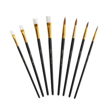 Set 8 pensule cu paleta din lemn Nassau Fine Art - PictorShop