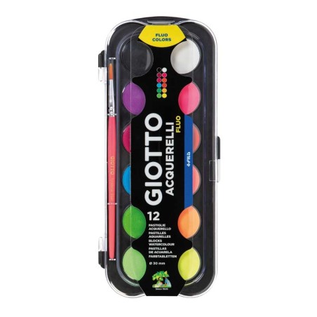 Set 12 acuarele cu pensula Fluo Giotto - PictorShop
